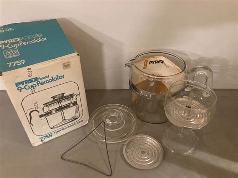 Vintage Pyrex Percolator 9 Cup With Box And Heat Spreader Like New Etsy