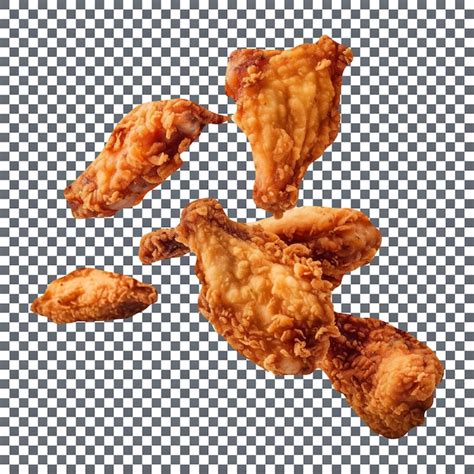 투명 배경에 격리된 맛있는 프라이드 치킨 프리미엄 Psd 파일