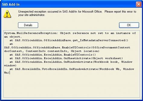 42693 The Sas® Add In For Microsoft Office Generates An Error When