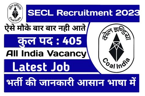Secl Recruitment 2023 Notification For 405 Mining Sirdar And Other