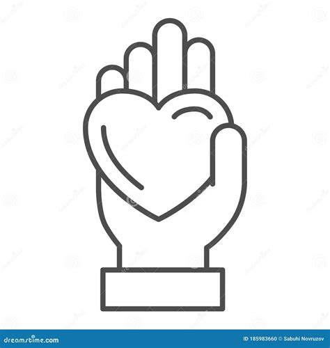 Hand Giving Heart Thin Line Icon Lgbt Love Concept Lgbt Give Heart
