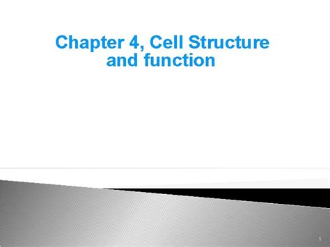 Chapter 4 Cell Structure And Function Cell Structure