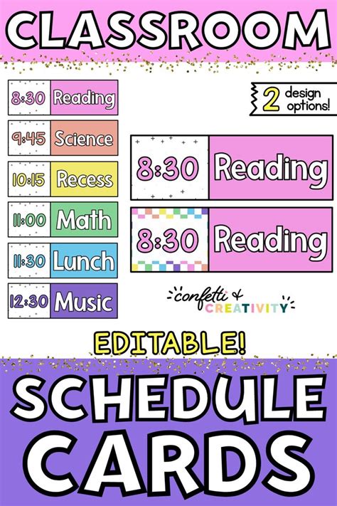 Printable Schedule Classroom Display Bright And Simple Classroom Decor
