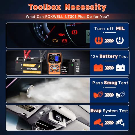 Buy Upgraded NT301 FOXWELL OBD2 Scanner Battery Tester 2 In 1 NT301