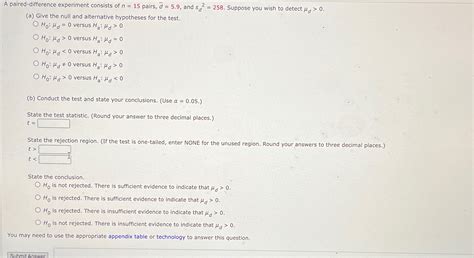 Solved A Paired Difference Experiment Consists Of N15
