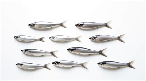 Minimalist Plastic Fish Grid On White Background Premium AI Generated