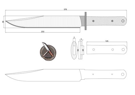 Large Hunting Knife Blueprint Pdf Dwg Dxf Files For Diy Knife