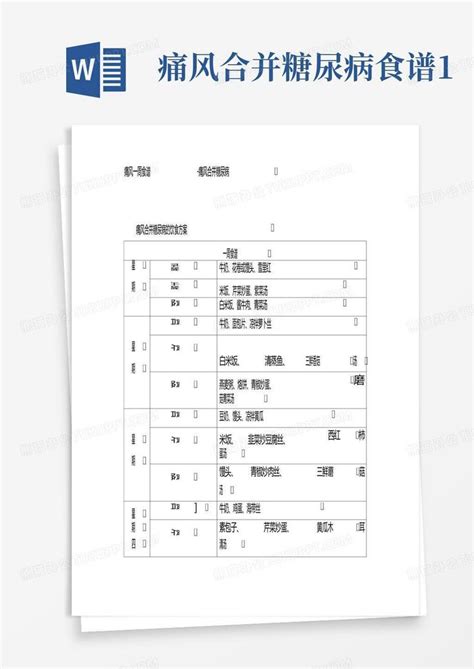 痛风合并糖尿病食谱1Word模板下载 编号lrwonrbo 熊猫办公