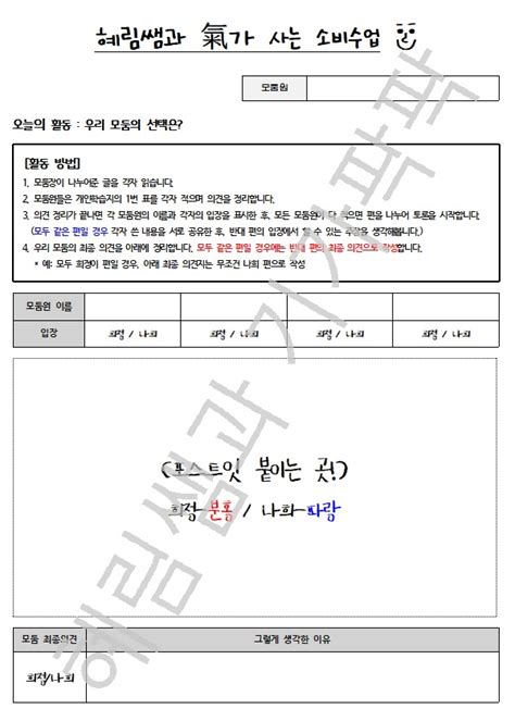 기술가정 수업기록 청소년의 소비생활 소비자의 책임 합리적 소비와 윤리적 소비 2수정 네이버 블로그