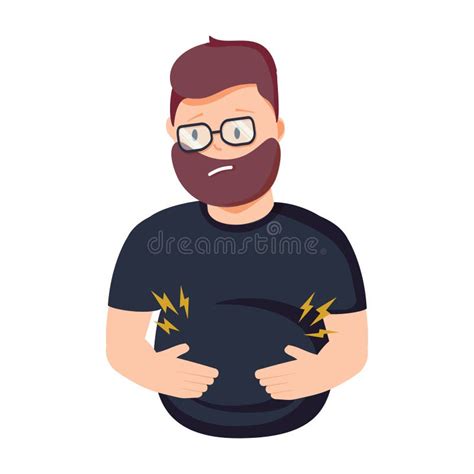 Abdominal Bloating Big Fat Stomach Symptom Of Disease Stock Vector