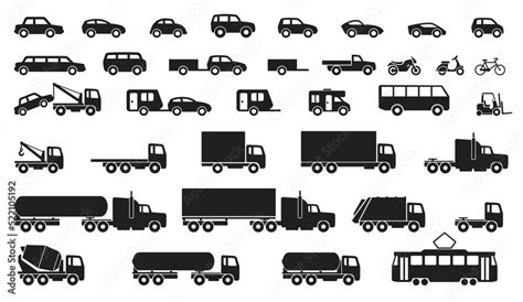 Large Set Of Simple Vehicle Silhouettes Stock Vector Adobe Stock