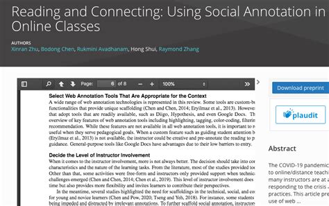 Reading And Connecting Using Social Annotation In Online Classes