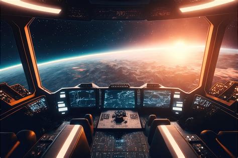 Premium Photo Outer View Of Spaceship Window With Control System Room