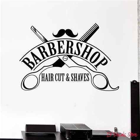 Barber Shop Vinyl Wall Decal Barbershop Hair Cut Shaves Scissors