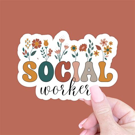 Floral Social Worker Sticker T Boho Wildflowers Social Worker