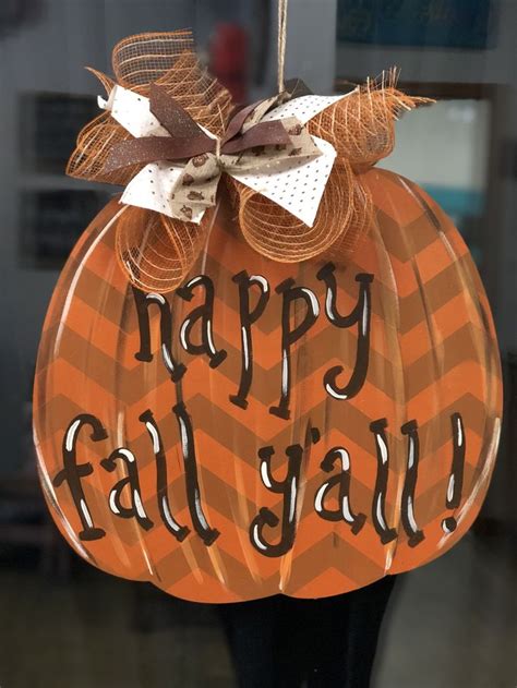 Happy Fall Yall Wood Pumpkin Door Hanger Pumpkin Door Hanger Wood