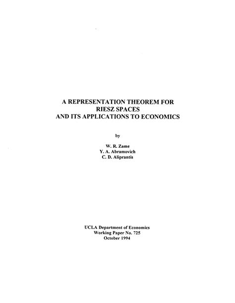 Pdf A Representation Theorem For Riesz Spaces And Its Applications To Economics