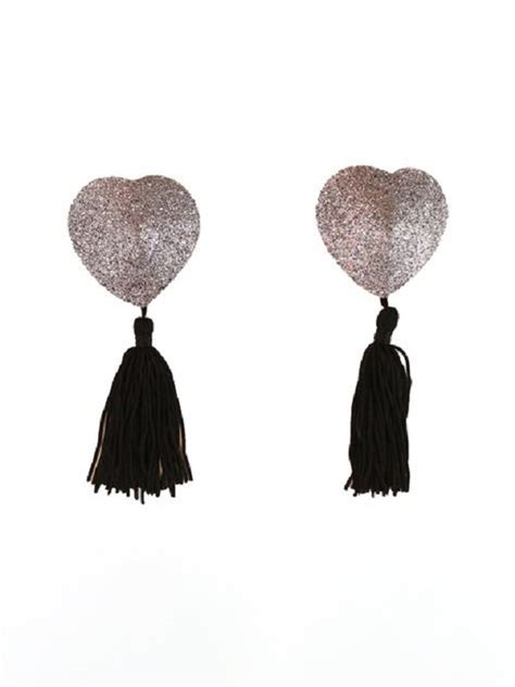 Sexy Sparkling Silver Glitter Pasties With Tassels