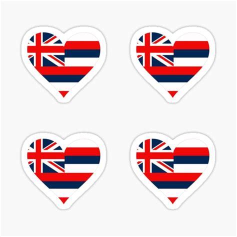Flag Of The State Of Hawaii Usa Multi Heart Sticker For Sale By