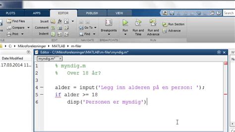 MATLAB Betingelsestrukturer If Else YouTube