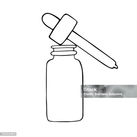Vektor Tangan Digambar Doodle Sketsa Minyak Esensi Botol Dengan Dropper