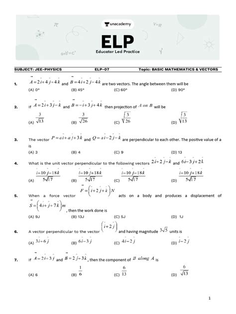 Physics Jee Growthxi Elp 7 Final Pdf Euclidean Vector Force