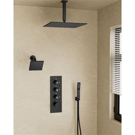 Cranach Thermostatic Valve 7 Spray 16 In And 6 In Dual Ceiling Mount