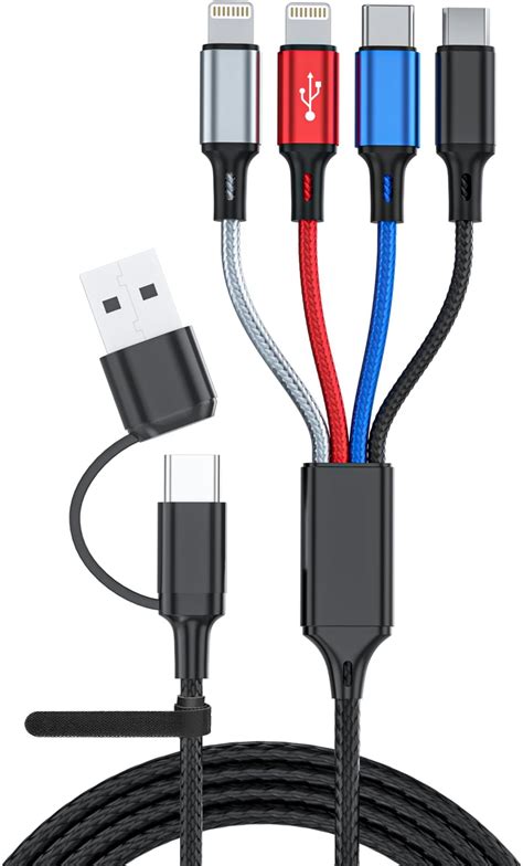 Amazon co jp 6 in 1 マルチ充電ケーブル 1 8メートル複数のデバイスに対応した充電ケーブルiPhoneUSB C