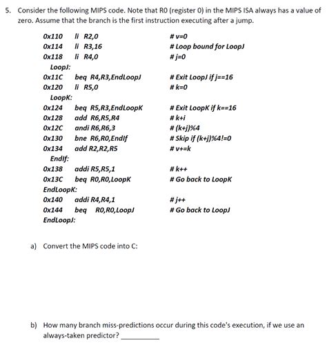 Solved Consider The Following Mips Code Note That Ro Chegg