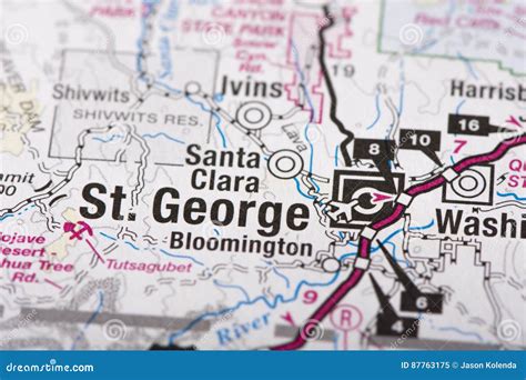 St George Utah On Map Stock Image Image Of City George 87763175