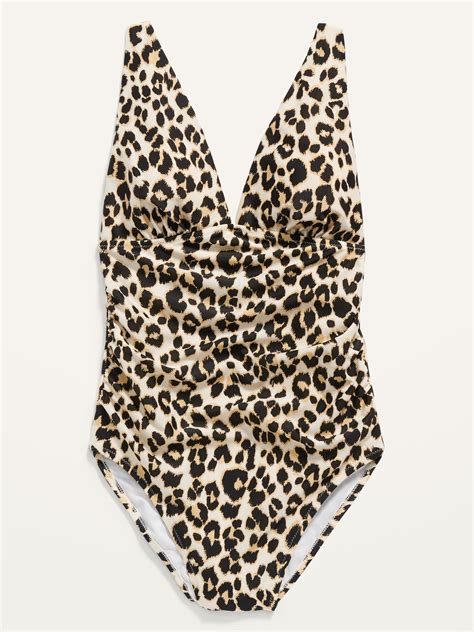 Ruched Deep V Neck One Piece Swimsuit For Women Old Navy