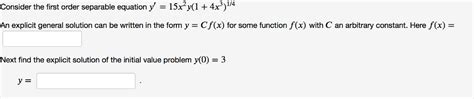 Solved Consider The First Order Separable Equation Y Chegg