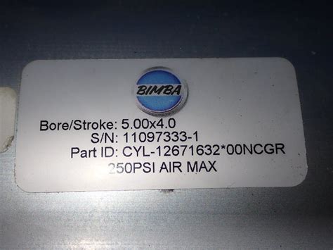 Used Bimba Cylinder Hgr Industrial Surplus