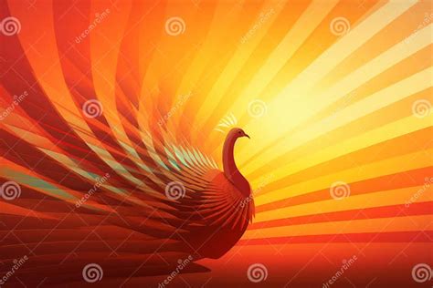 An Abstract Illustration Of A Peacock On A Red Background Stock Illustration Illustration Of