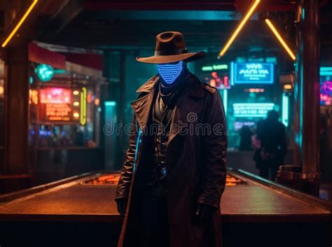 Ai Generated Illustration Of A Robotic Figure In A Black Coat And A Hat