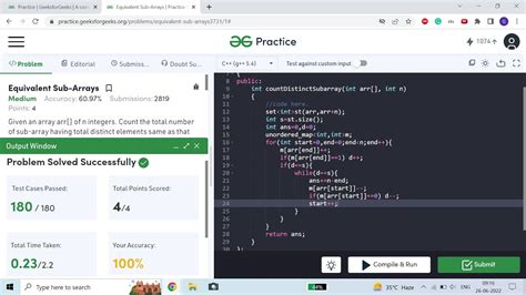Equivalent Sub Arrays Gfg Explained With Examples C Potd 26 06 22 Youtube