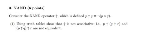 Solved Consider The Nand Operator Uparrow Which Is Defined P