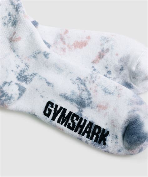 Gymshark Colour Splash Crew Socks Whitelight Pinkfaded Bluesilver