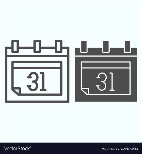 Calendar Date Line And Solid Icon Page Sheet Vector Image
