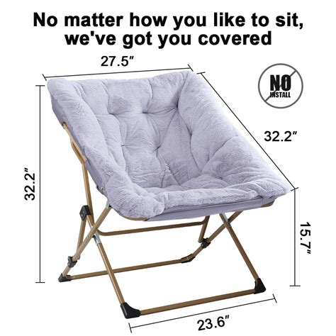 Oakham Comfy Saucer Chair Folding Faux Fur Lounge Chair For Bedroom