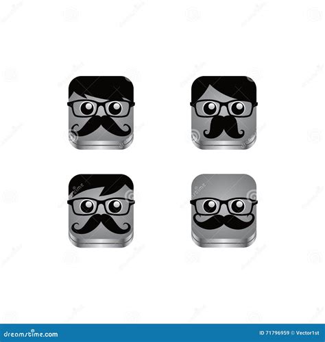 Geek Guy Avatar Portrait Set Stock Vector Illustration Of Portrait