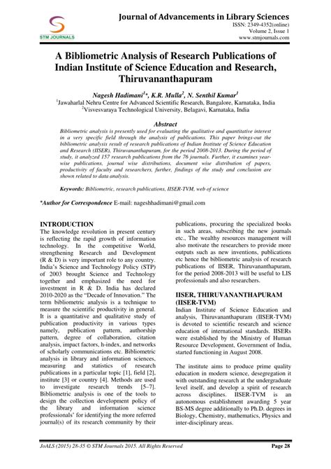 Pdf Bibliometric Analysis Of Research Publications Of Indian