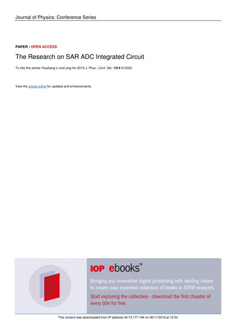 PDF The Research On SAR ADC Integrated Circuit