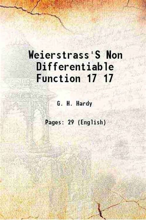 Weierstrass S Non Differentiable Function Volume 17 1916