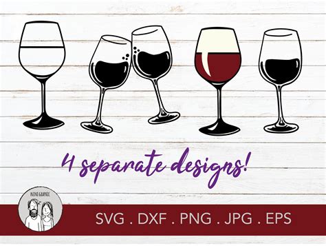 Wine Glass Svg Png Eps Dxf Layered Files Vector Cricut Cut Etsy