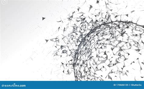 abstract black plexus structure on sphere earth cracking and exploding on white background 3d