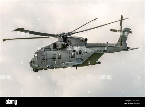 Royal Navy Merlin Helicopter At Barton Airport Stock Photo Alamy