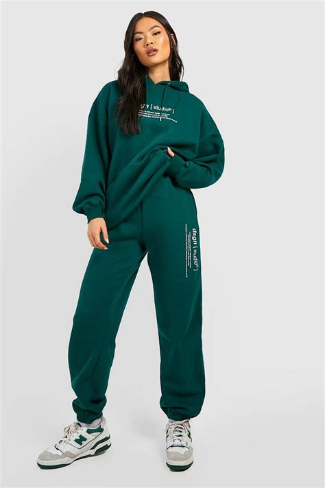 Dsgn Studio Text Print Slogan Hooded Tracksuit Boohoo Uk