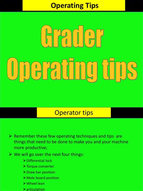 Grader Operation Tips Pdf Tire Plough
