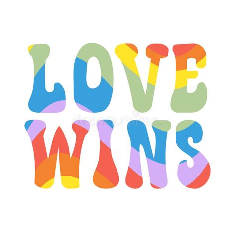 Vector Lgbt Groovy Love Wins Lettering Stock Vector Illustration Of